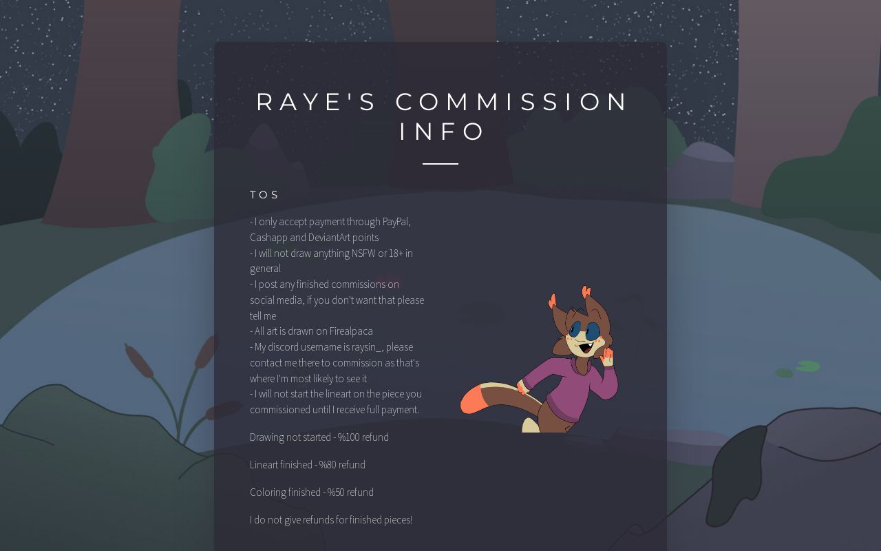 Raye's Commission Info
